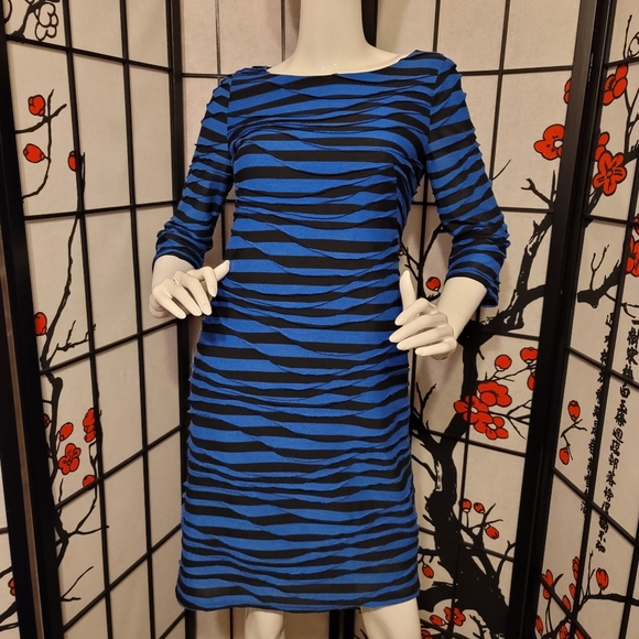 Evan Picone | Dresses | Evan Picone Royal Blue Black Torn Layered ...